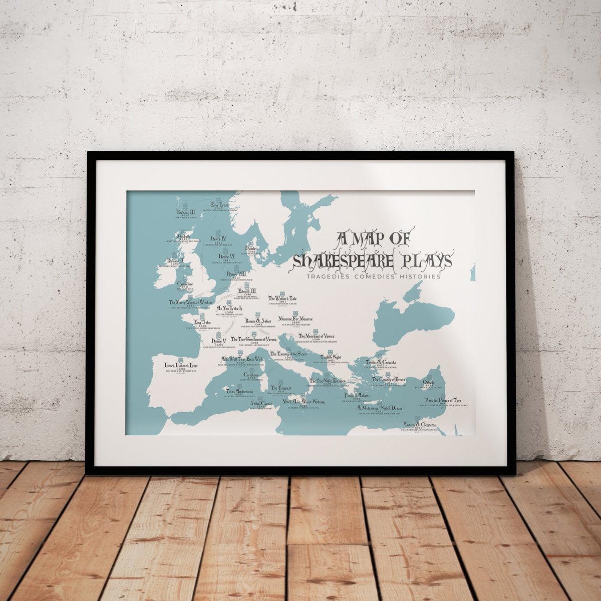 William Shakespeare Map of Plays Print – Bibliotography