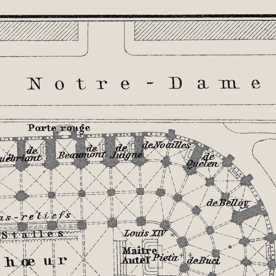 Notre Dame Cathedral Paris Floor Plan Print – Bibliotography